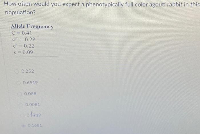 Solved In rabbits, the coat color locus has four alleles in | Chegg.com