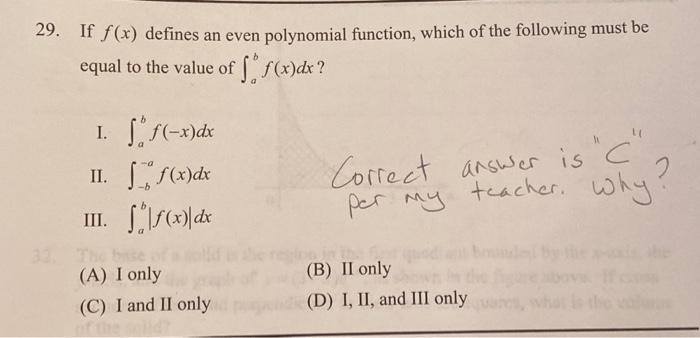 Solved 29. If f(x) defines an even polynomial function, | Chegg.com