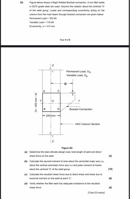 Solved Figure below shows a Rigid Welded Bracket connection | Chegg.com