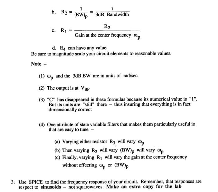 b. Then design the "state variable" RC-active filter | Chegg.com