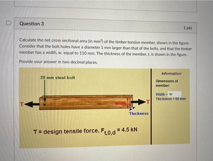 Solved Calculate the net cross sectional area (in mm2 ) of | Chegg.com