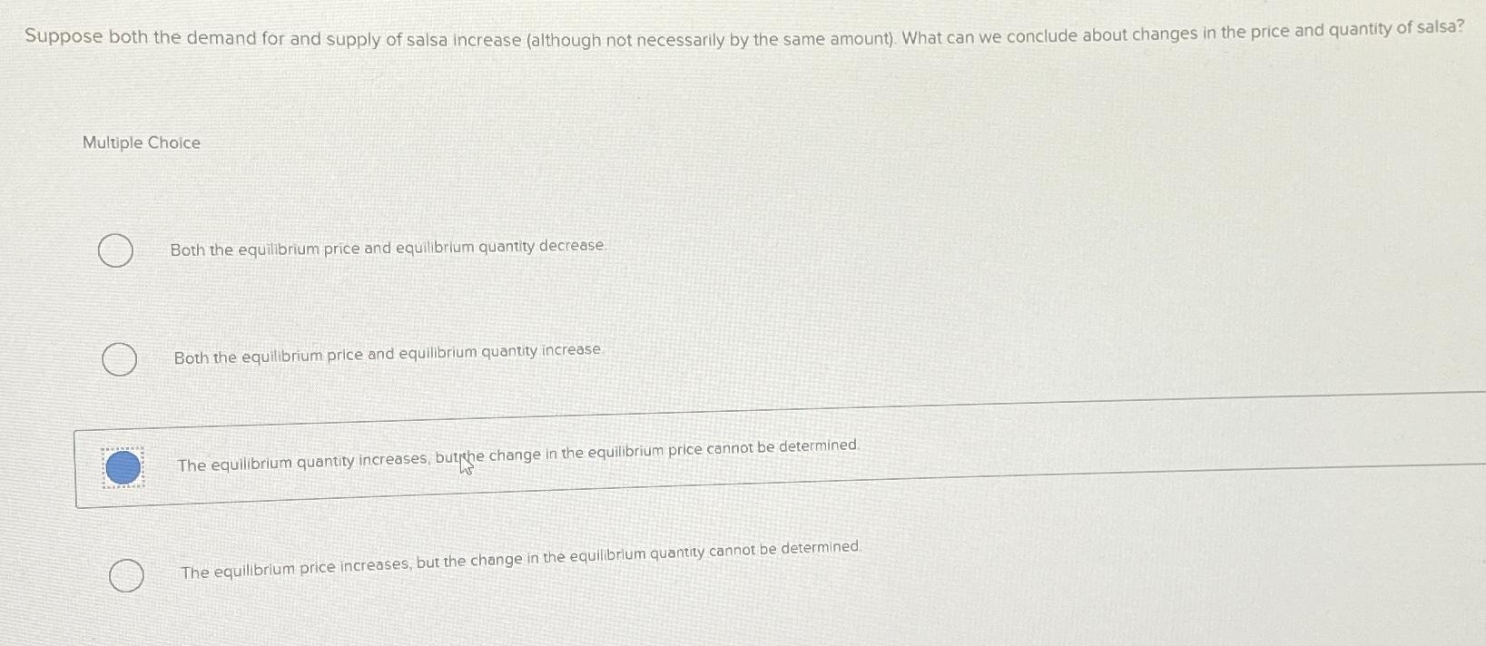Solved Suppose both the demand for and supply of salsa | Chegg.com