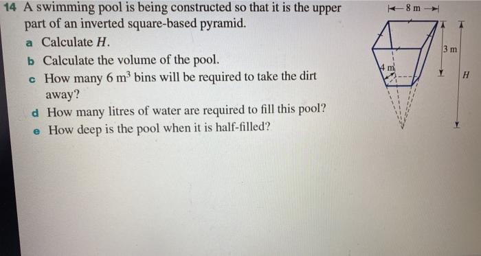 Solved 8 m 3 m 14 A swimming pool is being constructed so | Chegg.com