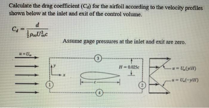 Solved Calculate the drag coefficient (Cd) for the airfoil | Chegg.com