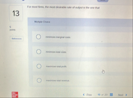 Solved For most firms, the most desirable rate of output is | Chegg.com