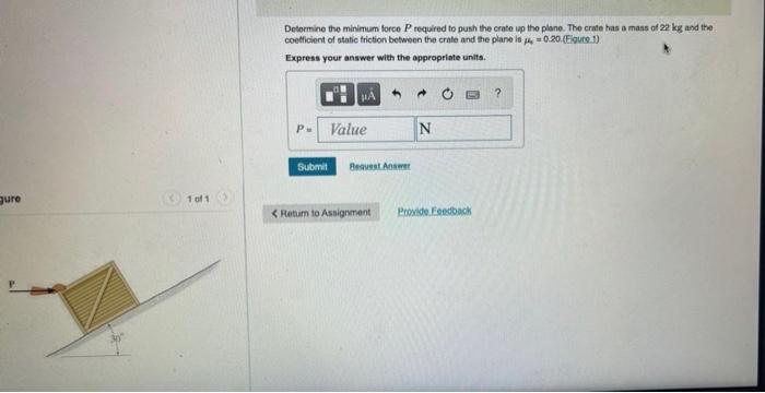Solved Determine the minimum force P required to push the | Chegg.com