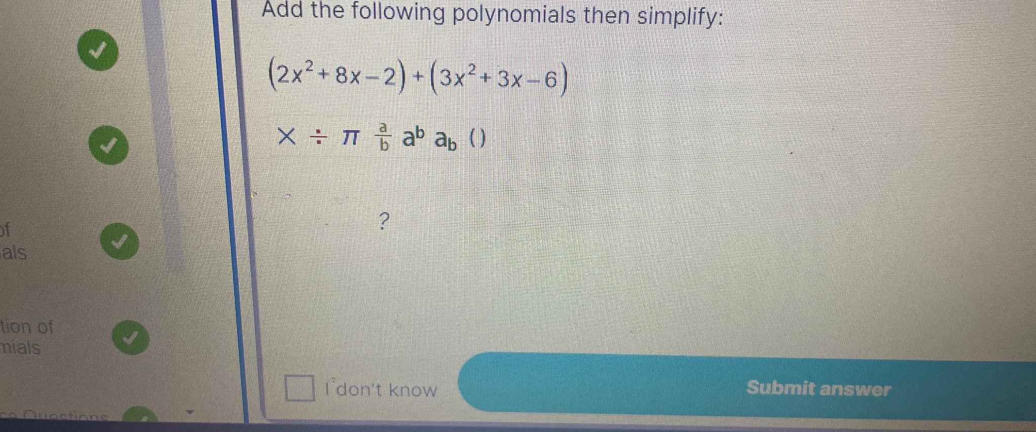 Solved Add the following polynomials then | Chegg.com