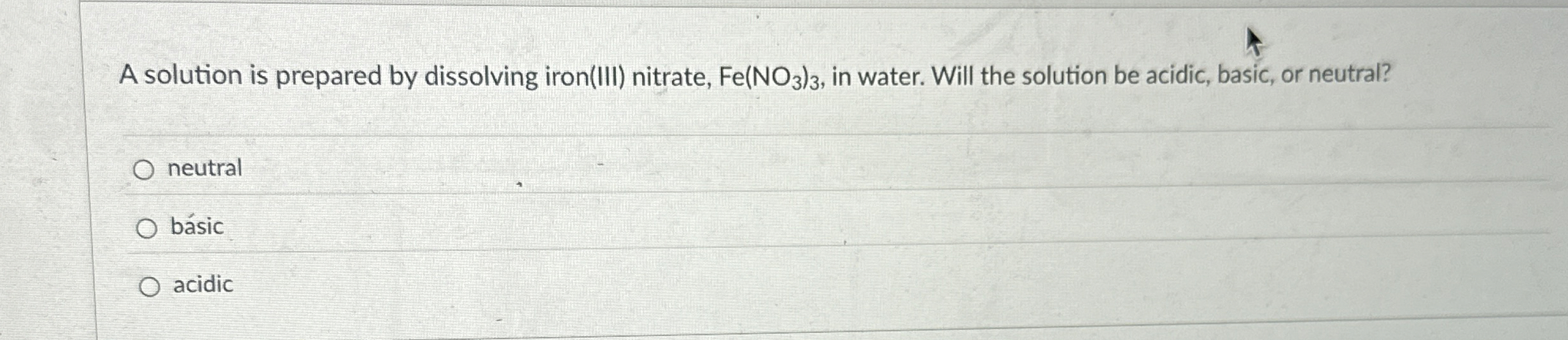 Solved A solution is prepared by dissolving iron(III) | Chegg.com