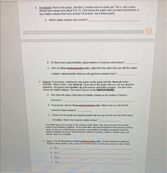 Activity B: Band of stability GELUT • On the graph, | Chegg.com
