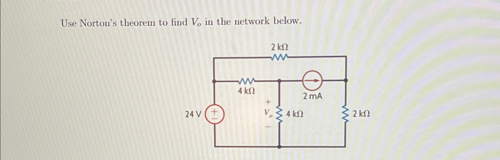 Solved Use Norton's theorem to find Vo ﻿in the network | Chegg.com