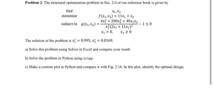 Problem 2: The structural optimization problem in | Chegg.com