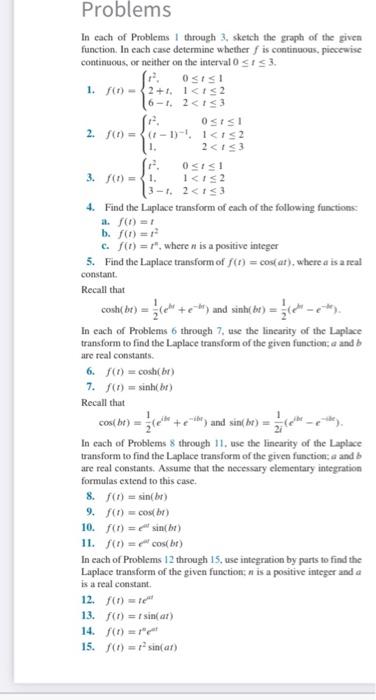 Solved In each of Problems 1 through 3, sketch the graph of | Chegg.com