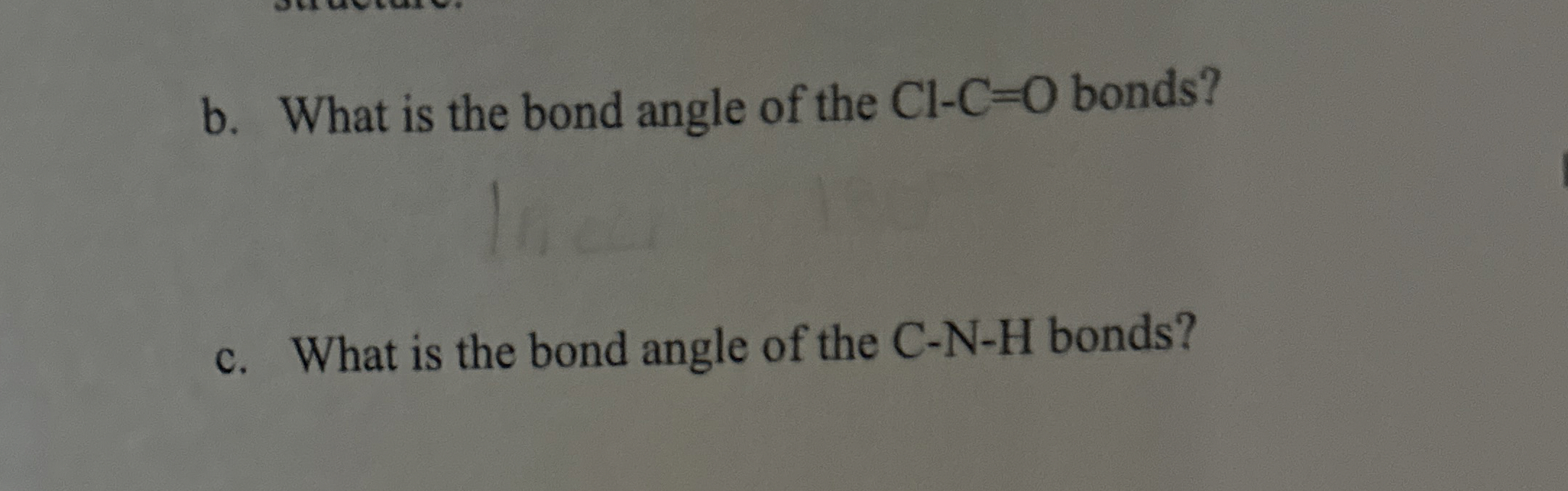 Solved b. ﻿What is the bond angle of the Cl-C=O ﻿bonds?c. | Chegg.com