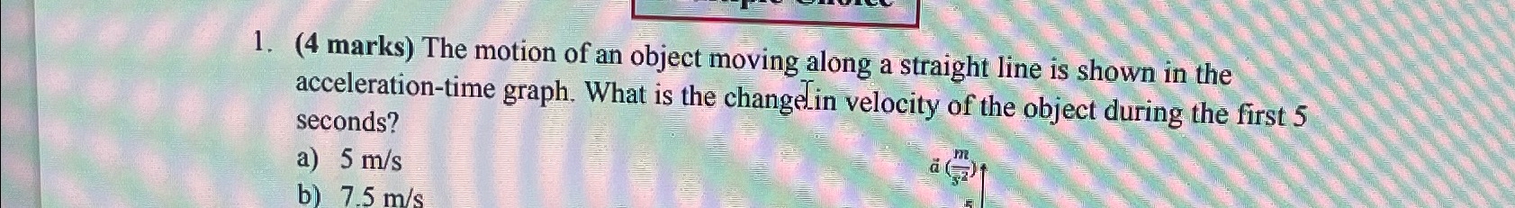 Solved (4 ﻿marks) ﻿The motion of an object moving along a | Chegg.com