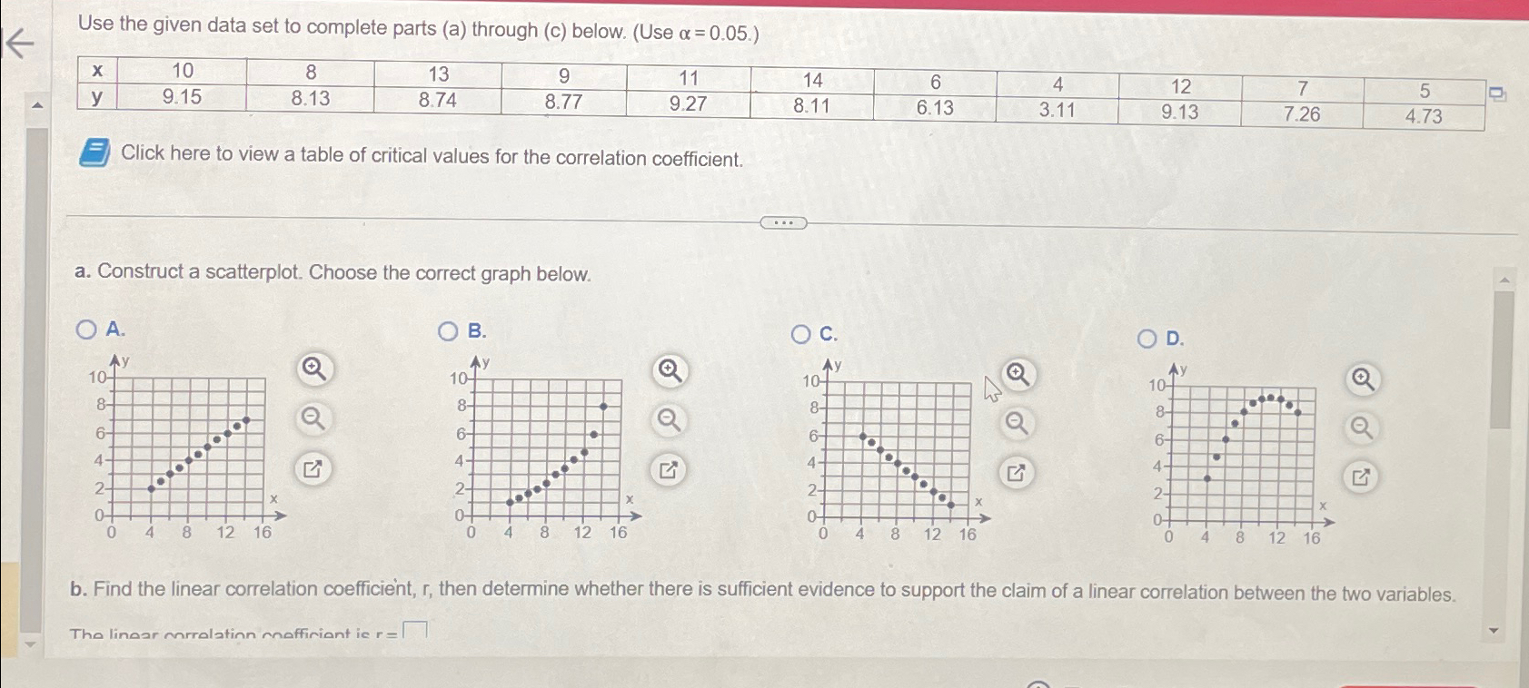 Solved Use the given data set to complete parts (a) ﻿through | Chegg.com