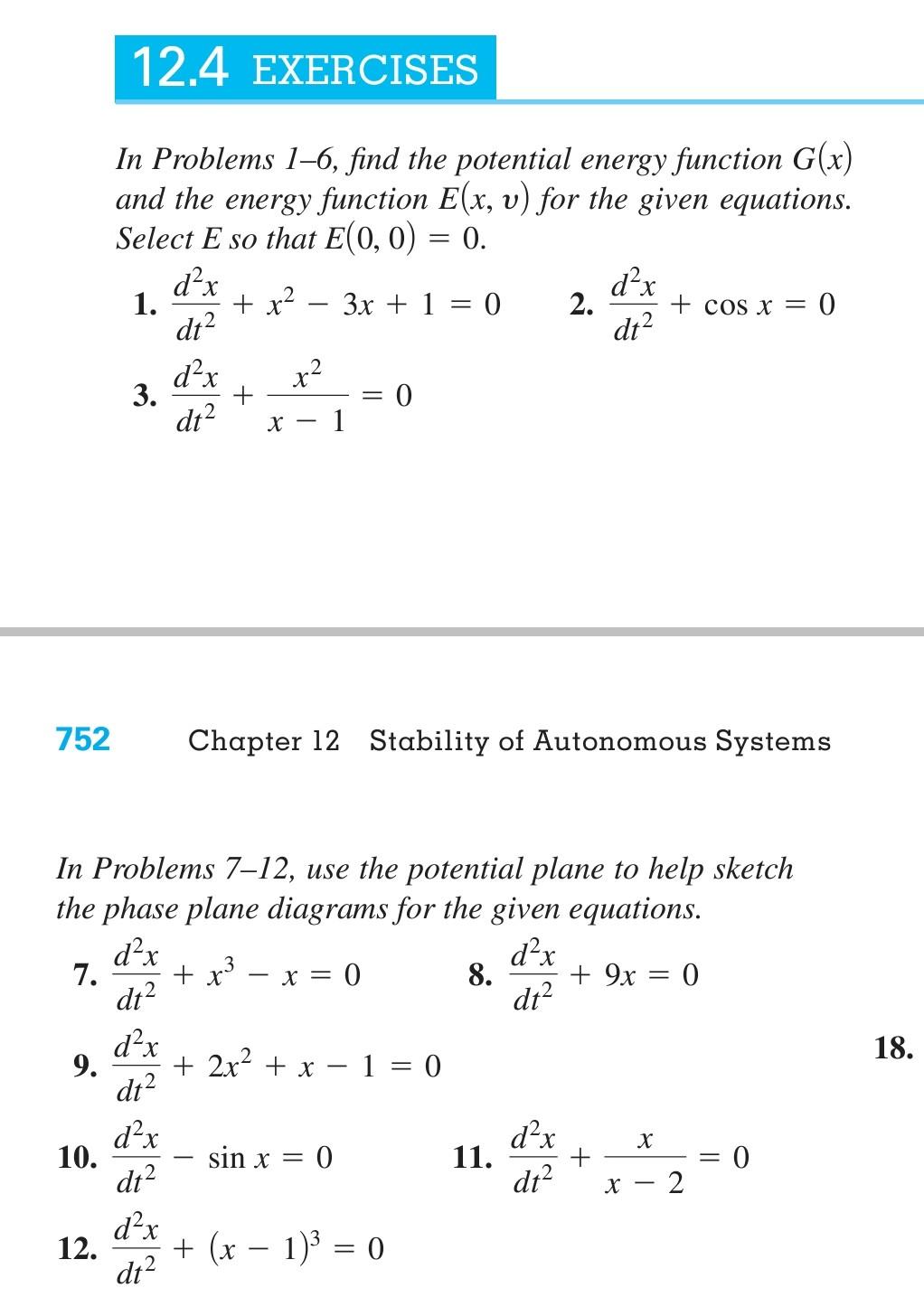 Solved In Problems 1-6, find the potential energy function | Chegg.com