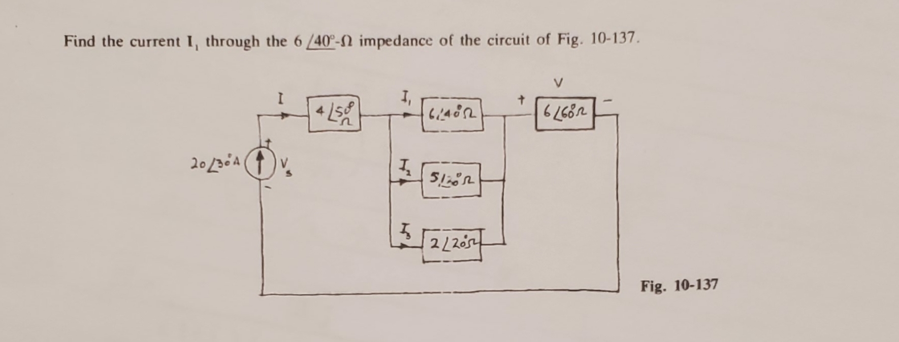 Solved Find the current I1 ﻿through the 6?40°-Ω ﻿impedance | Chegg.com