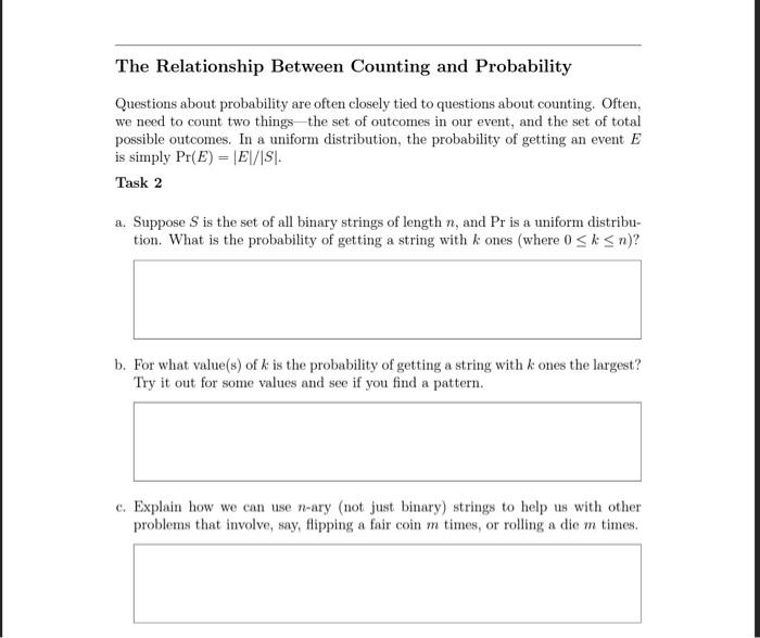 Solved The Relationship Between Counting and Probability | Chegg.com
