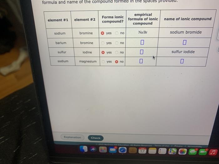 Solved formula and name of the compound formed spaces | Chegg.com