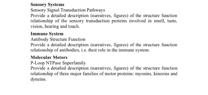 Sensory Systems Sensory Signal Transduction Pathways | Chegg.com