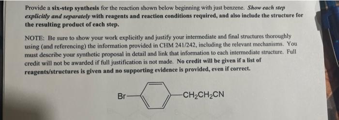Provide a six-step synthesis for the reaction shown | Chegg.com