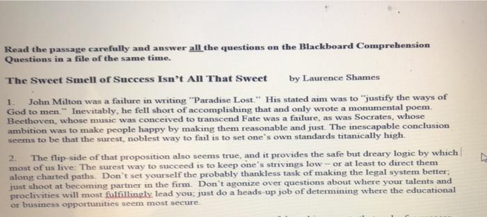 Solved Read the passage carefully and answer all the | Chegg.com