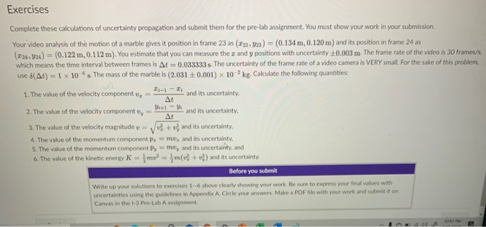 Solved Exercises Complete these calculations of uncertainty | Chegg.com