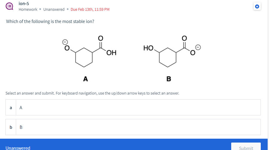 Solved Which of the following is the most stable ion?Which | Chegg.com