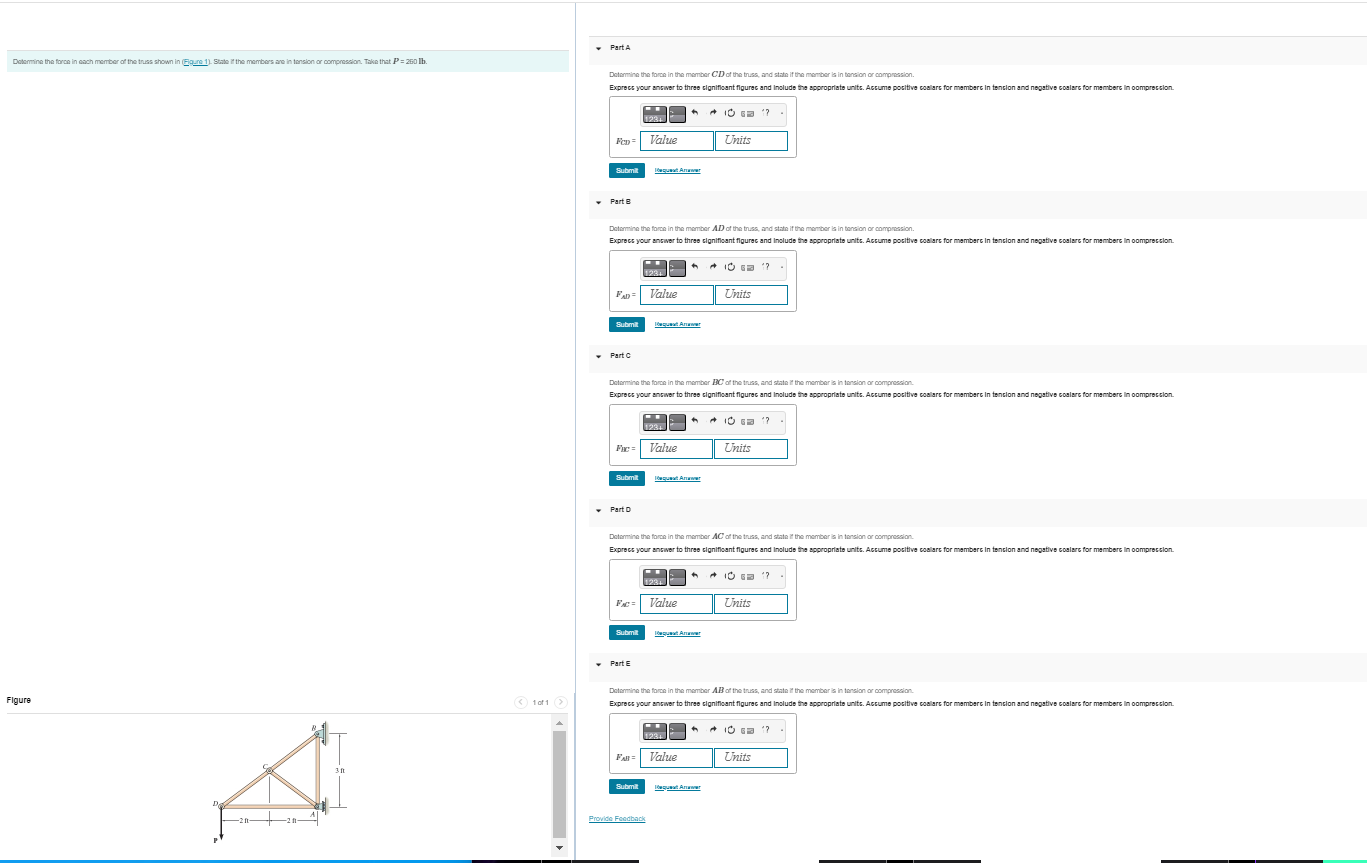 Solved Detarmine the fores in the member CD ﻿of the truse, | Chegg.com