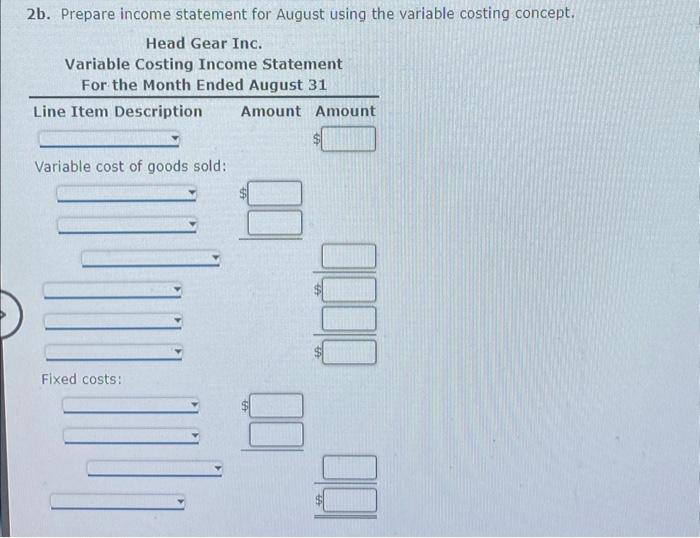 Solved Absorption and Variable Costing Income Statements for | Chegg.com