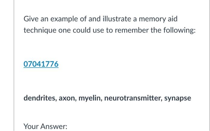 Solved Give an example of and illustrate a memory aid | Chegg.com