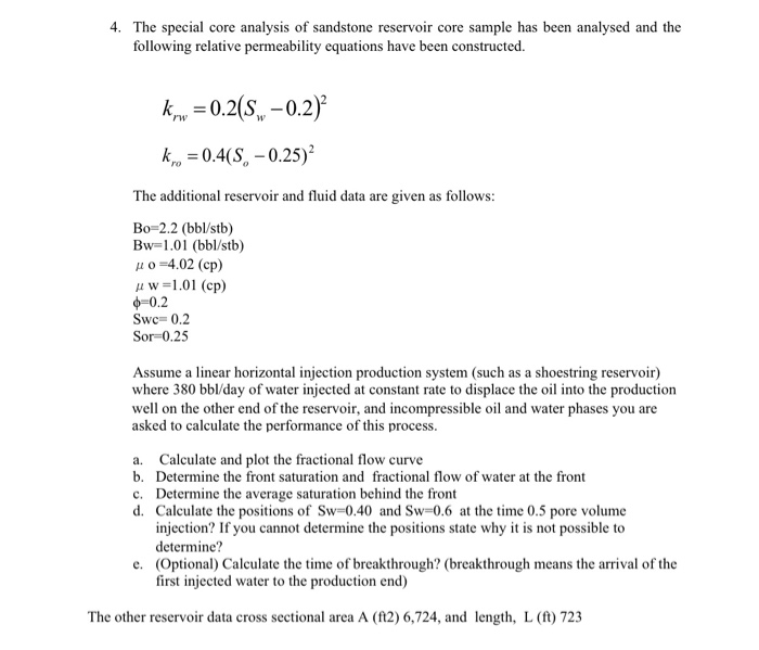 4. The special core analysis of sandstone reservoir | Chegg.com