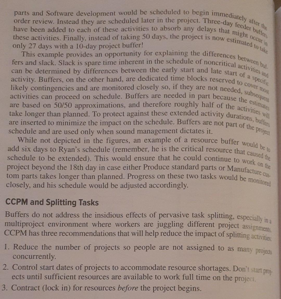 FIGURE A8.4 Air Control Project Gantt Chart: CCPM | Chegg.com