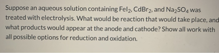 Solved Suppose an aqueous solution containing Fel2, CdBr2, | Chegg.com