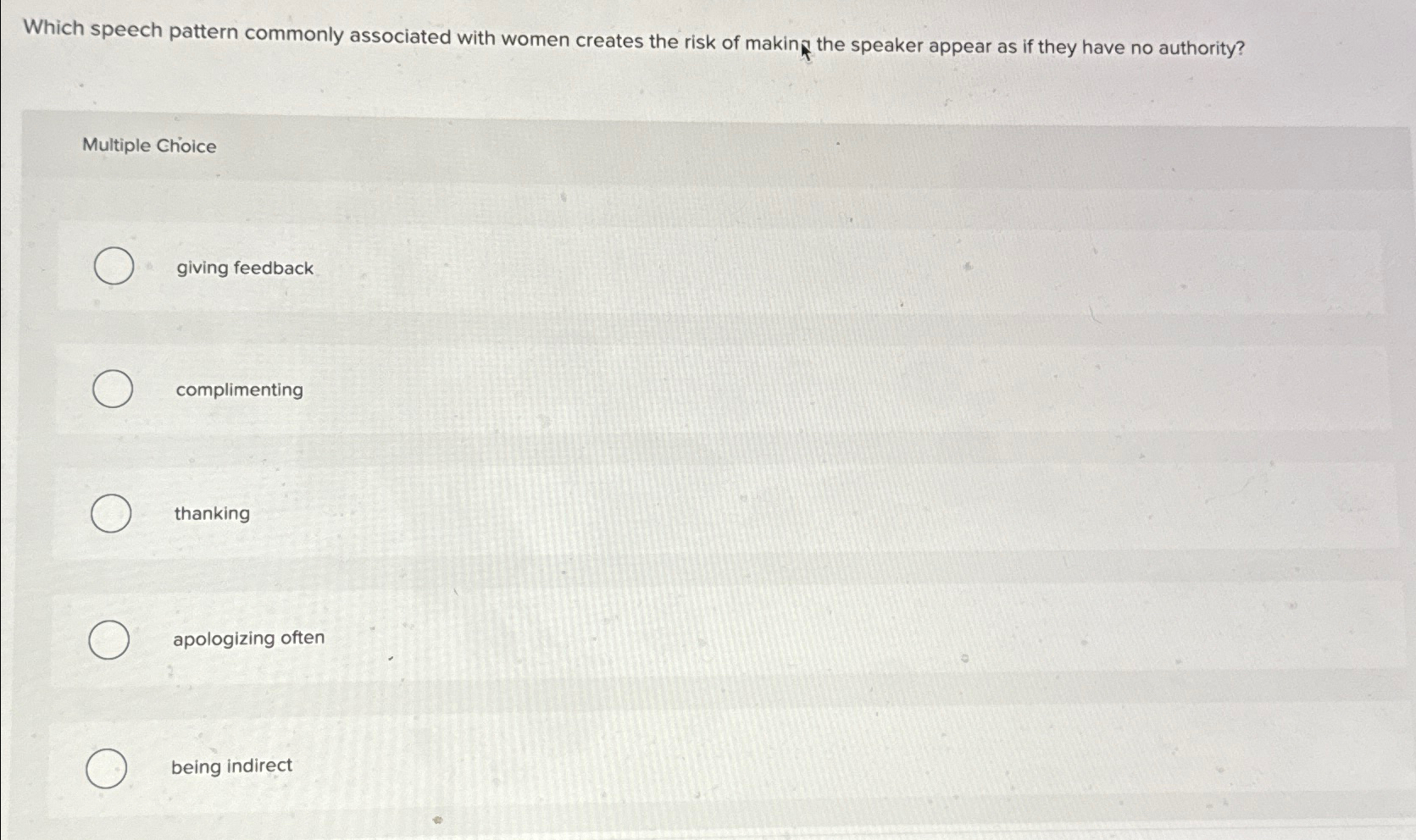 Solved Which speech pattern commonly associated with women | Chegg.com