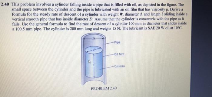 Solved 2.40 This problem involves a cylinder falling inside | Chegg.com