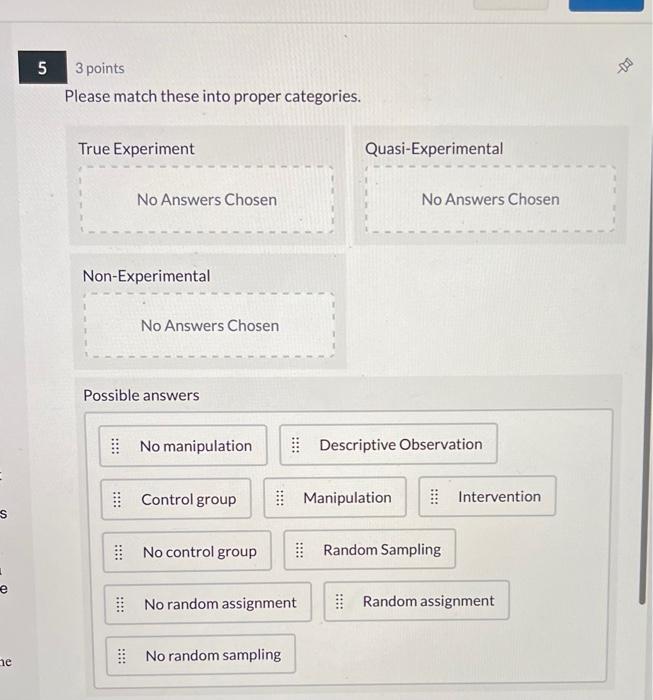 Solved 3 points Please match these into proper categories. | Chegg.com