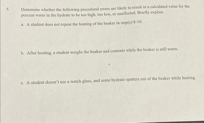 Solved 5. Determine whether the following procedural errors | Chegg.com