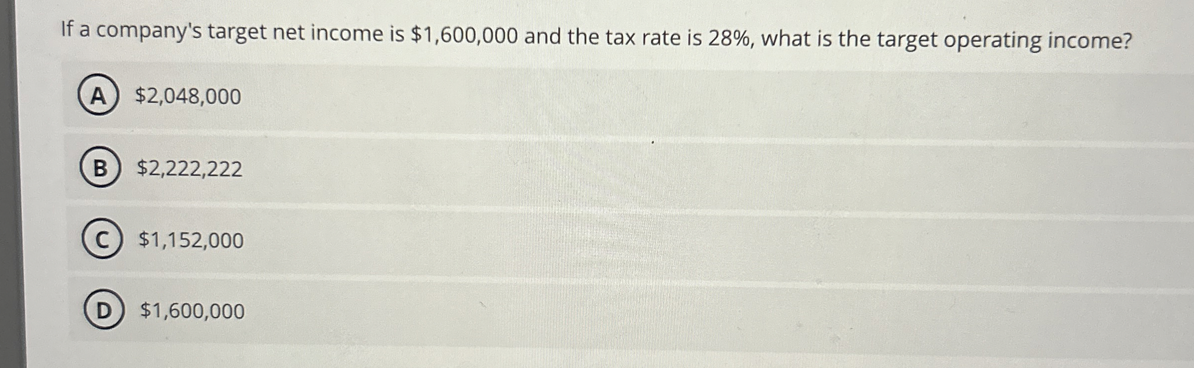 Solved If a company's target net income is $1,600,000 ﻿and | Chegg.com