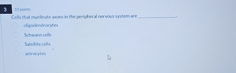 Solved 3,10 ﻿pointsCells that myelinate axons in the | Chegg.com