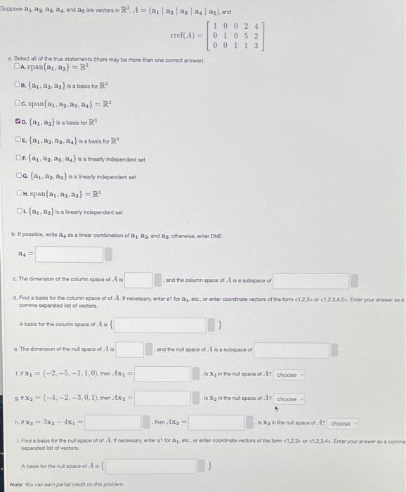 Solved Suppose a1,a2,a3,a4, and a5 are vectors in | Chegg.com