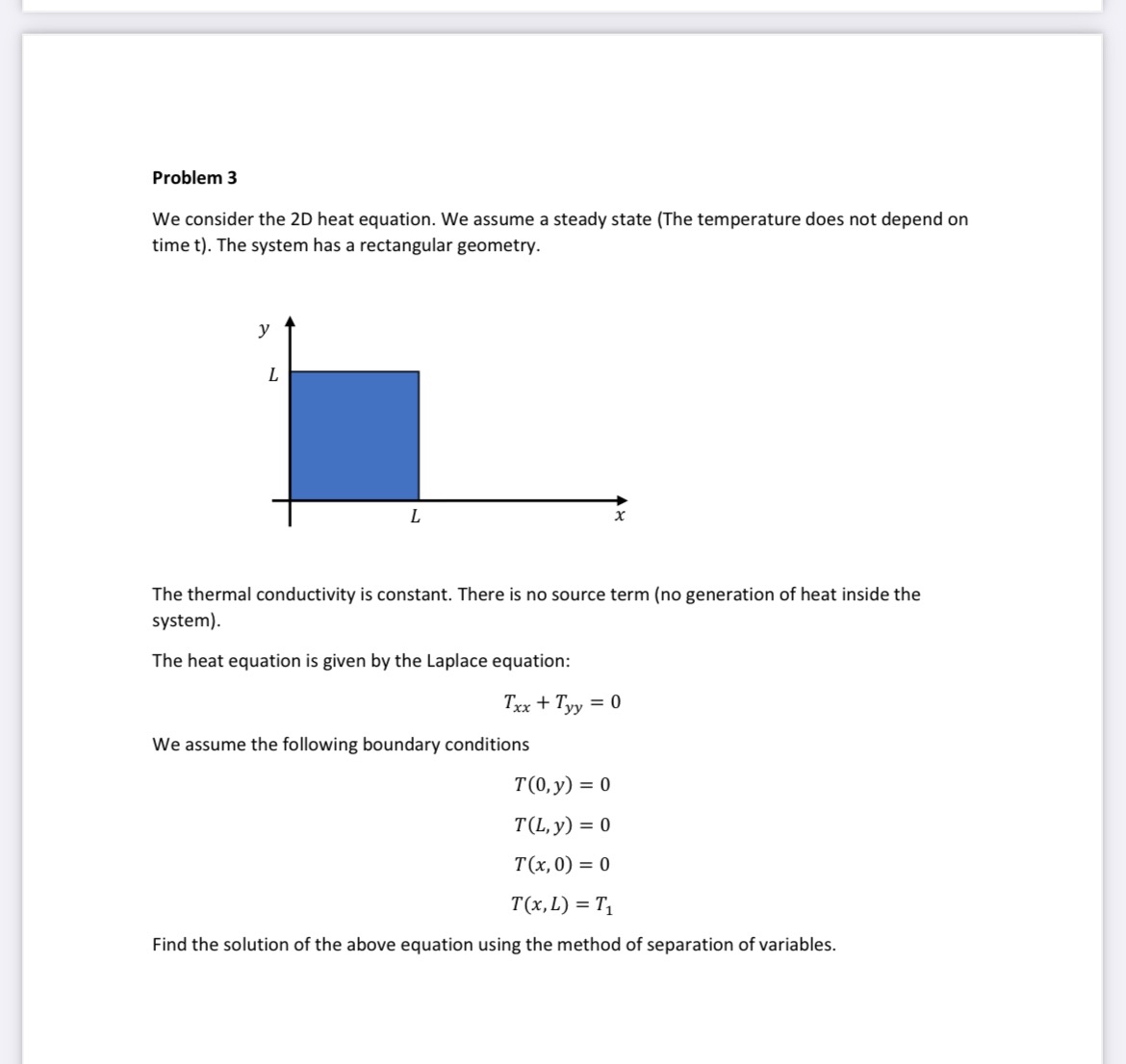 Solved Problem 3We consider the 2D heat equation. We assume | Chegg.com