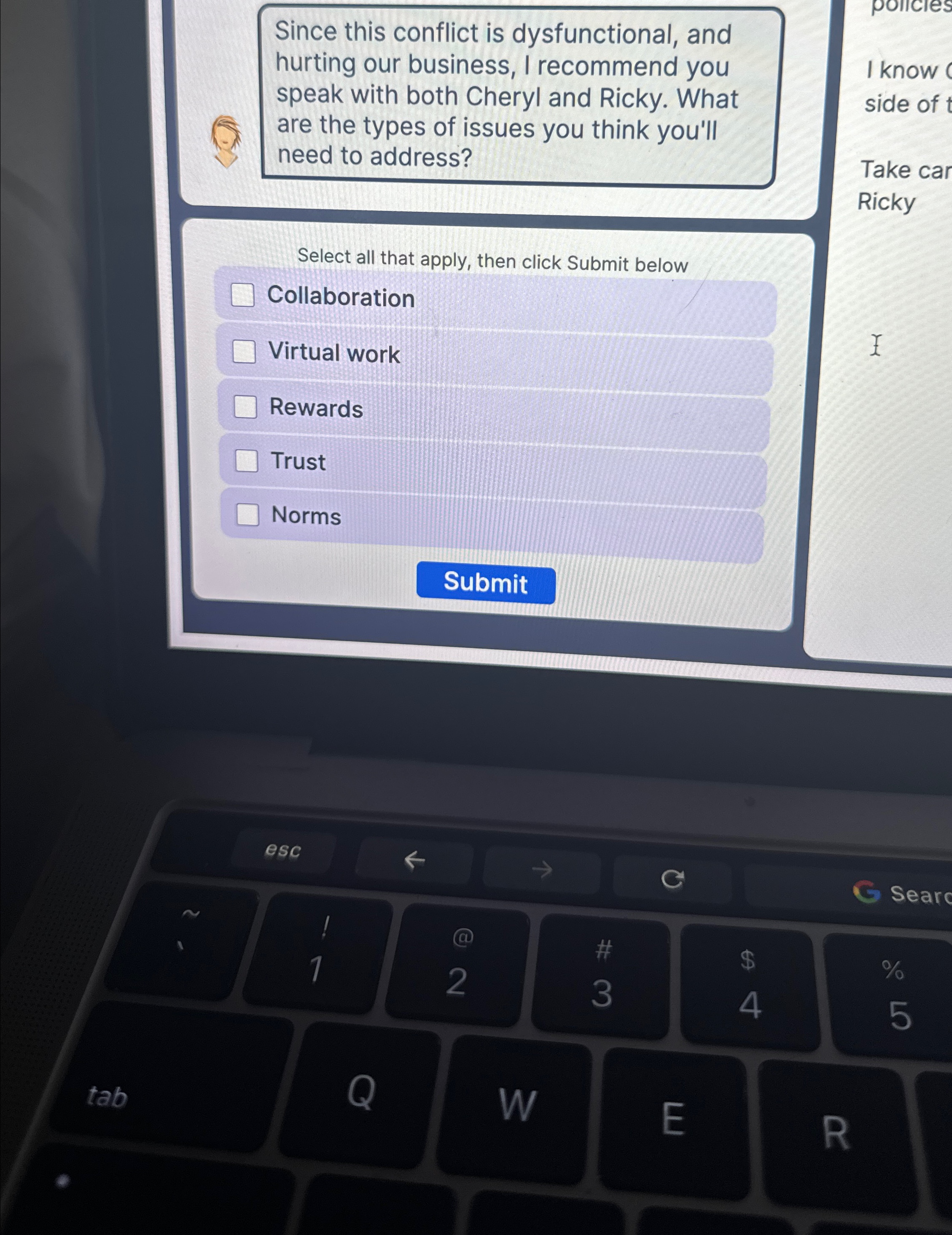 Solved Since this conflict is dysfunctional, and hurting our | Chegg.com