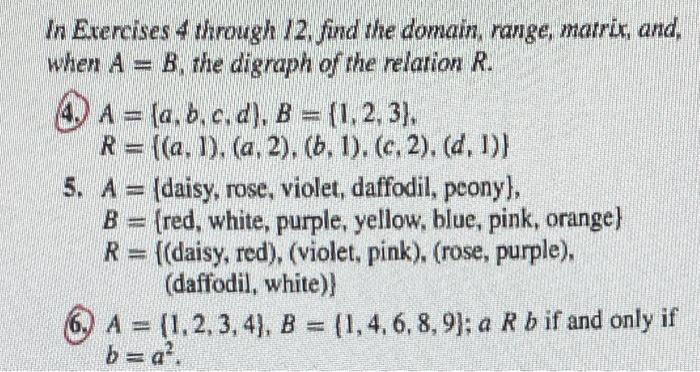 Solved In Exercises 4 through 12 , find the domain, range, | Chegg.com