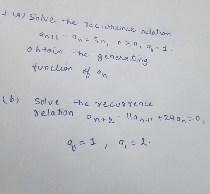 Solved ( (a) ﻿Solve the recurrence | Chegg.com