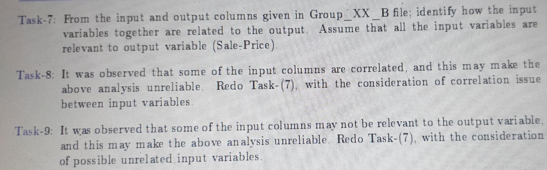Task-7: From the input and output columns given in | Chegg.com