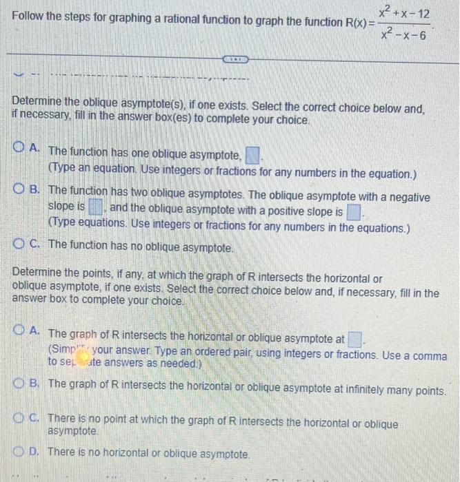 Solved Follow the steps for graphing a rational function to | Chegg.com