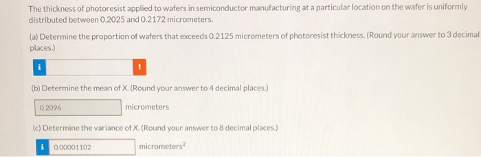 Solved The thickness of photoresist applied to wafers in | Chegg.com