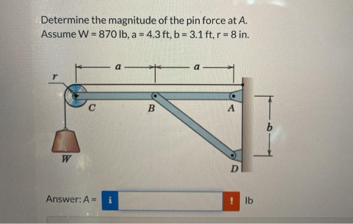 Solved Determine the magnitude of the pin force at A. Assume | Chegg.com