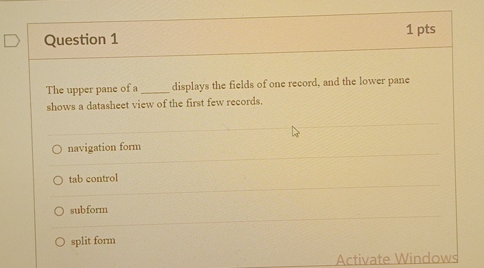 Solved Question 11 ﻿ptsThe upper pane of a ﻿displays the | Chegg.com